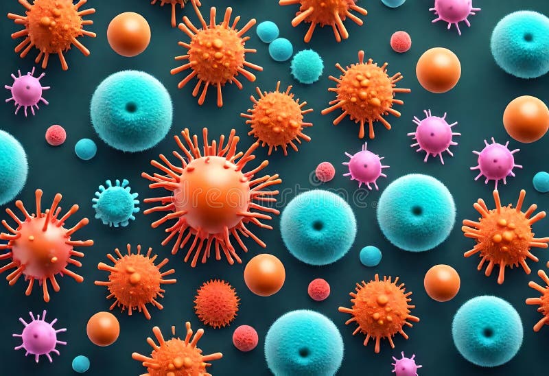 Corona Virus Microorganisms in 3D Render: Intricate Bacterial Biological Abstract Stock ...
