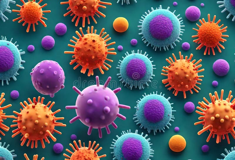 Corona Virus Microorganisms Floating in Abstract Biological Background ...