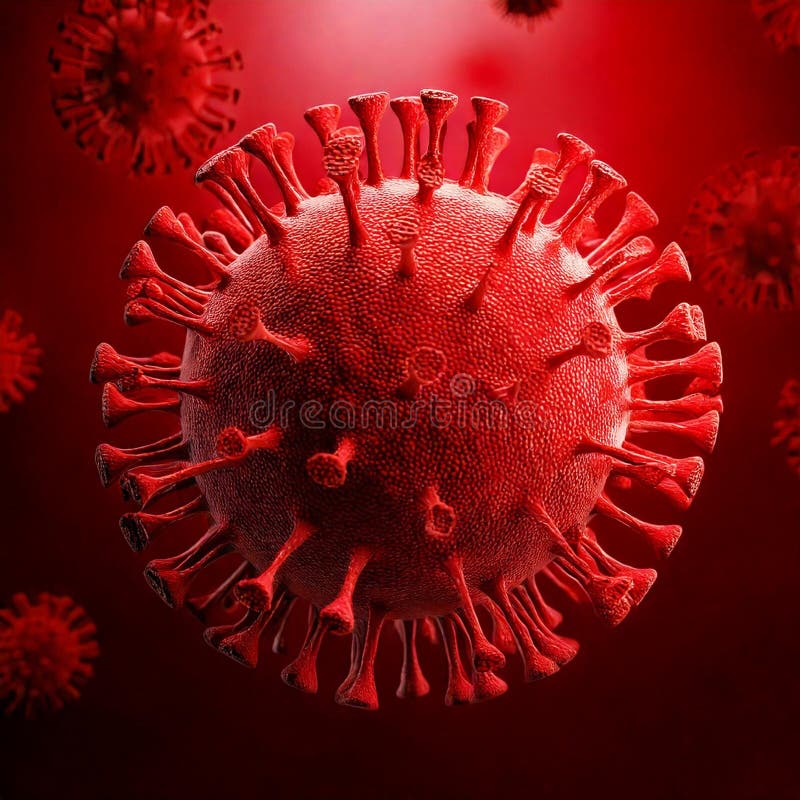 Corona Virus in Red Background: Microbiology and Virology Concept with ...