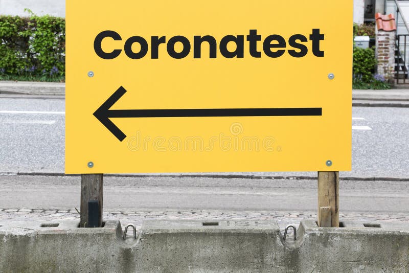 Coronatest Road Sign in Denmark Stock Photo - Image of roadsign ...