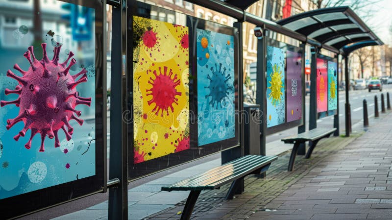 Coronavirus Awareness Posters at a Bus Stop Stock Photo - Image of stay ...