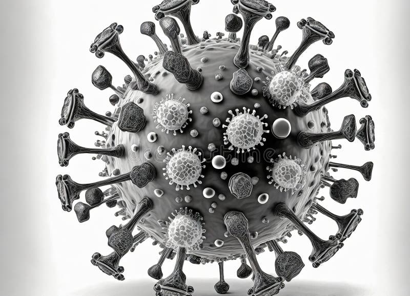 Coronavirus Black White COVID-19 Under the Microscope. 3d Illustration ... Coronavirus Black White COVID-19 Under the Microscope. 3d Illustration ...