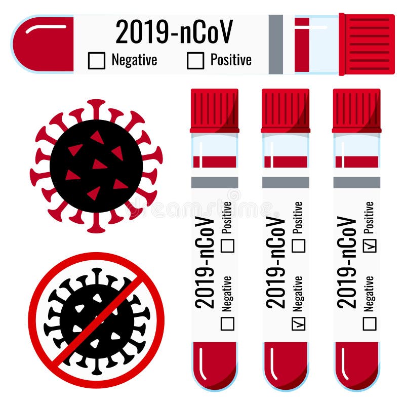 Coronavirus Blood Samples in Plastic Test Tubes with Cap Vector Icon ...