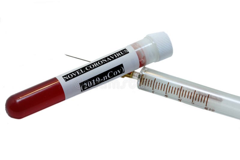 Coronavirus Blood Test Tube and Blood Sample on White Background Stock ...