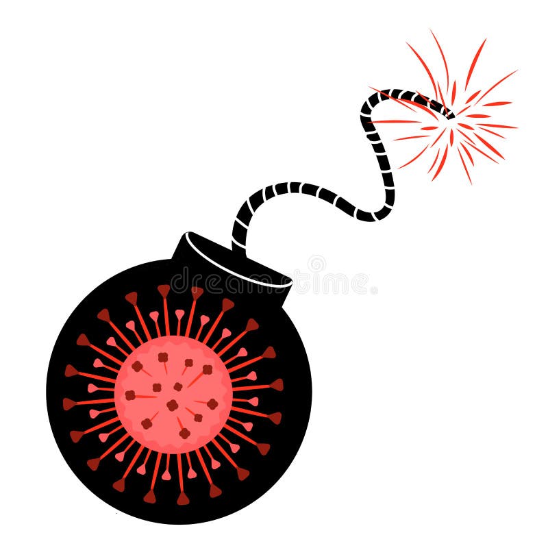 Coronavirus Bomb with Burning Fuse on White Background. Covid-19 Bomb ...