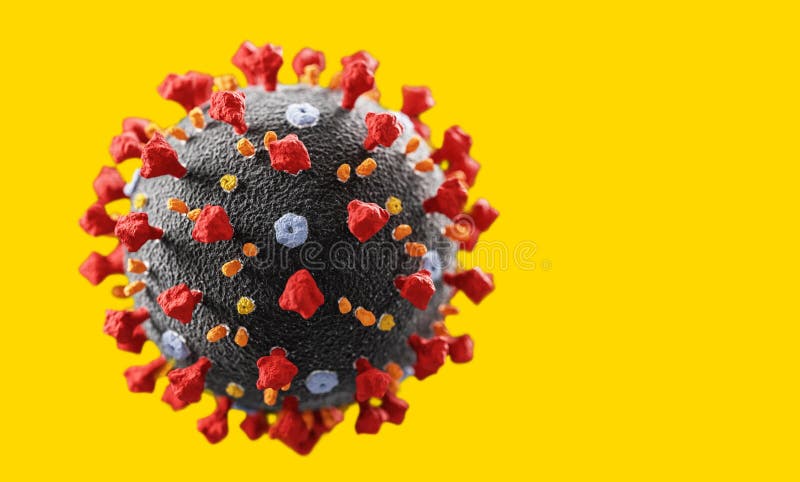 Coronavirus Cell on Yellow Background. Virus Causing Pandemic Stock ...