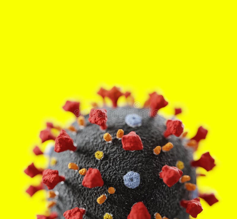 Coronavirus Cell on Yellow Background. Virus Causing Pandemic Stock ...