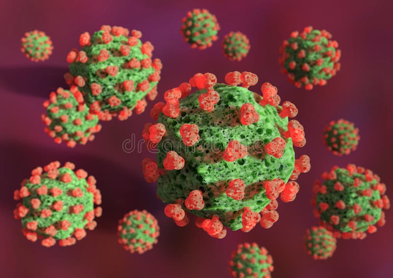 Coronavirus Cells Invading Host Organism Causing Disease Stock ...