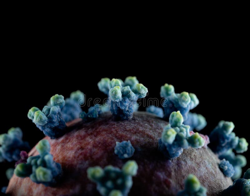 Coronavirus Close Up on Bottom of Black Space Stock Illustration ...