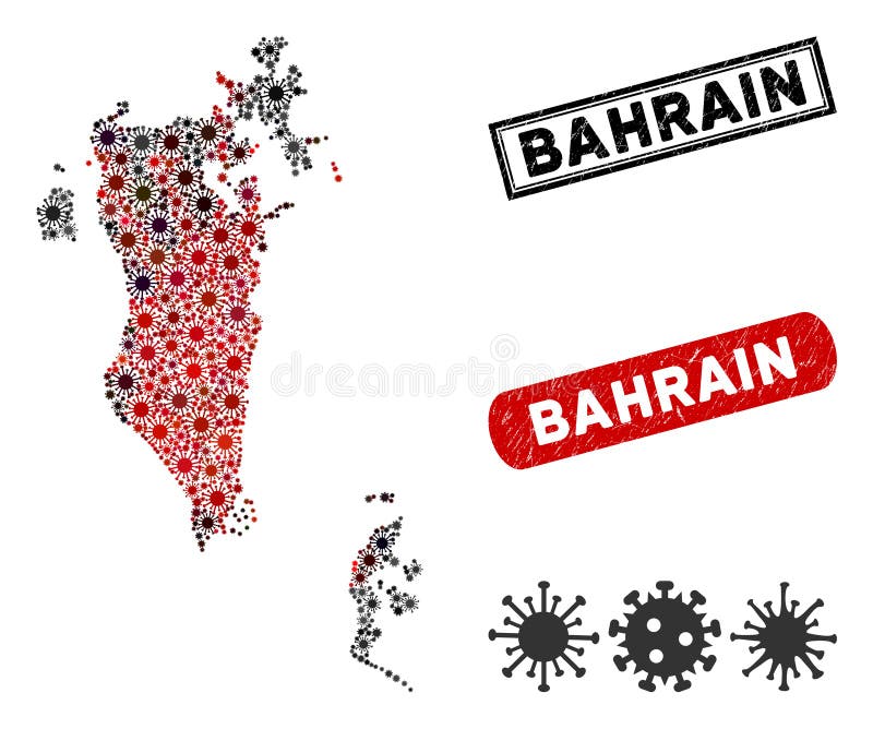 Coronavirus Collage Bahrain Map with Grunge Watermarks Stock ...