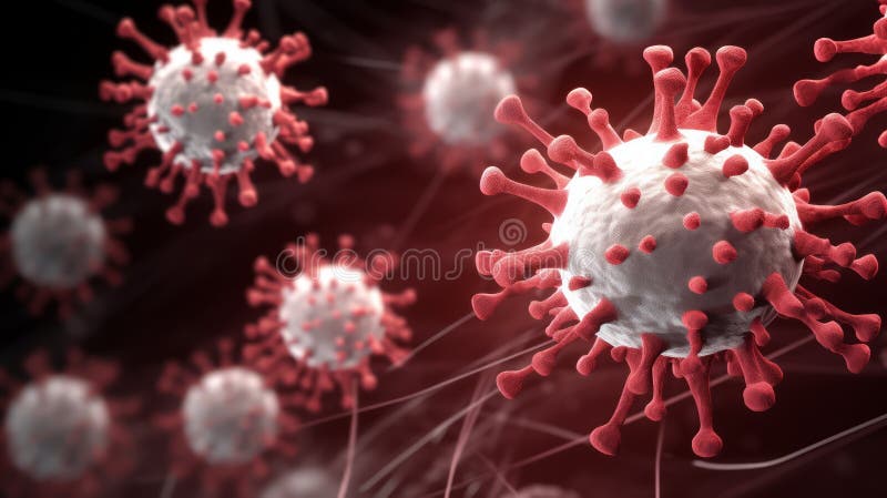 Coronavirus Concept. Microscope Red Virus Close Up Stock Image - Image ...