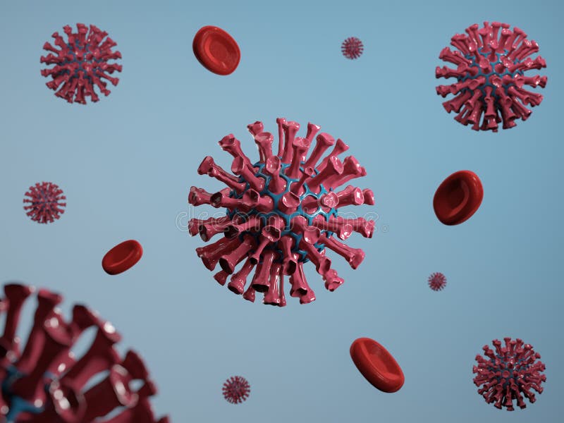 Coronavirus Covid 19 in Blood with Eritrocite. Illustration Stock ...