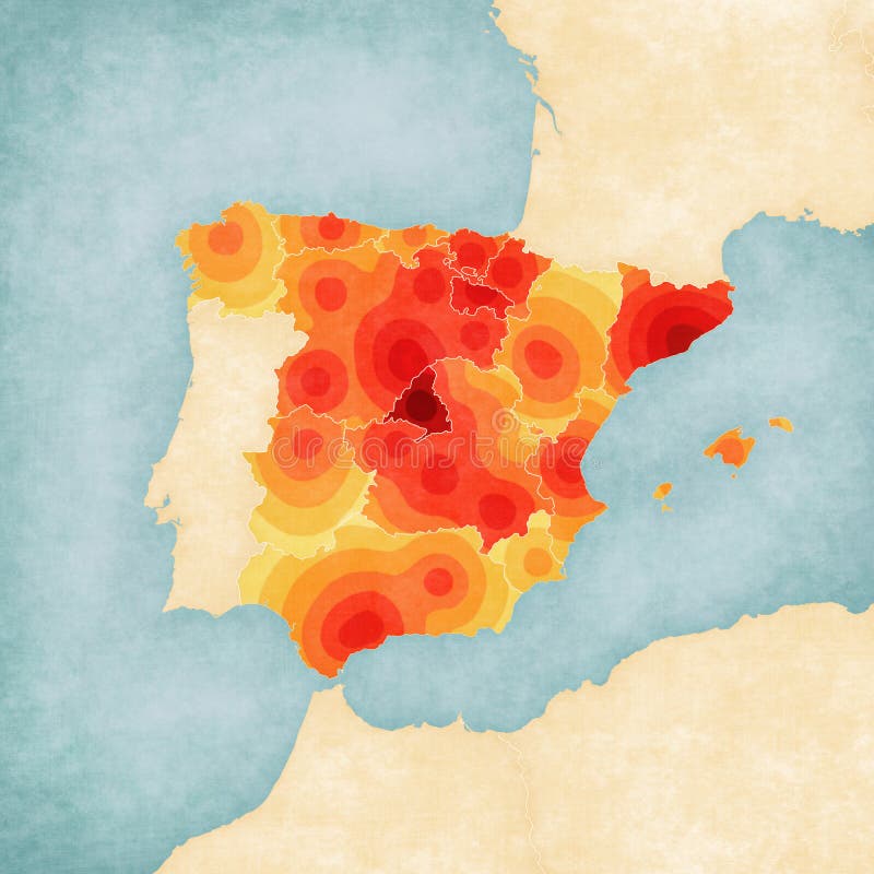 Coronavirus Covid-19 Map of Spain Stock Illustration - Illustration of ...