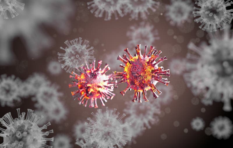 Coronavirus Covid-19, SARS CoV 2 Under Microscope. 3d Rendering Stock ...