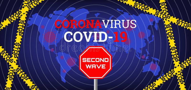 Coronavirus Covid 19 Second Wave Outbreak World Map with Yellow Tapes ...