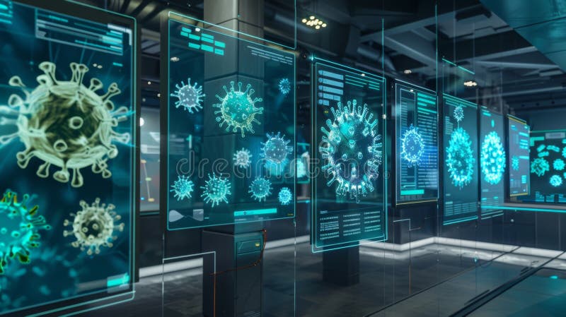 Coronavirus Display in Futuristic Lab Stock Image - Image of digital ...
