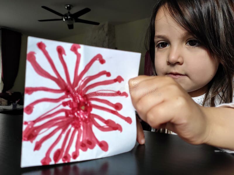 Coronavirus Drawing Made by a Four Year Old Girl Stock Image - Image of ...