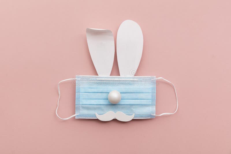 Coronavirus Easter Bunny Face Made from Rabbit Ears and a Protective ...