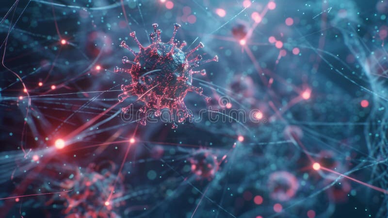 Coronavirus Illustration with Network of Lines and Lights Stock Image ...