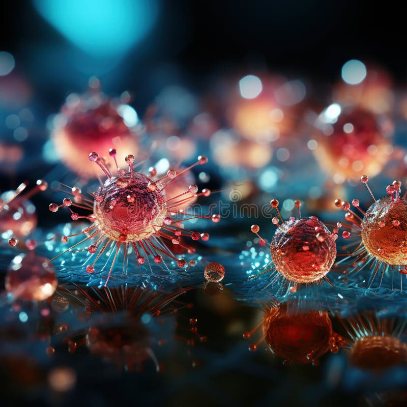 Microscope Virus Close Up. Created with Generative AI Stock ...