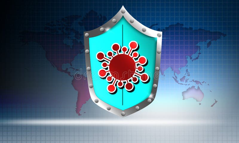 Coronavirus Immunization Shield with World Map Stock Illustration ...