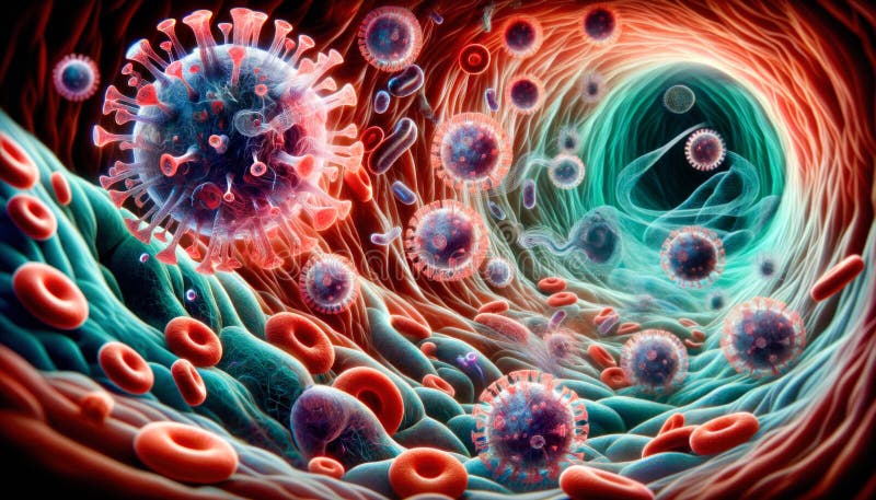 JN.1 Covid-19 Omicron Subvariant Virus, in the Circulatory System Stock ...