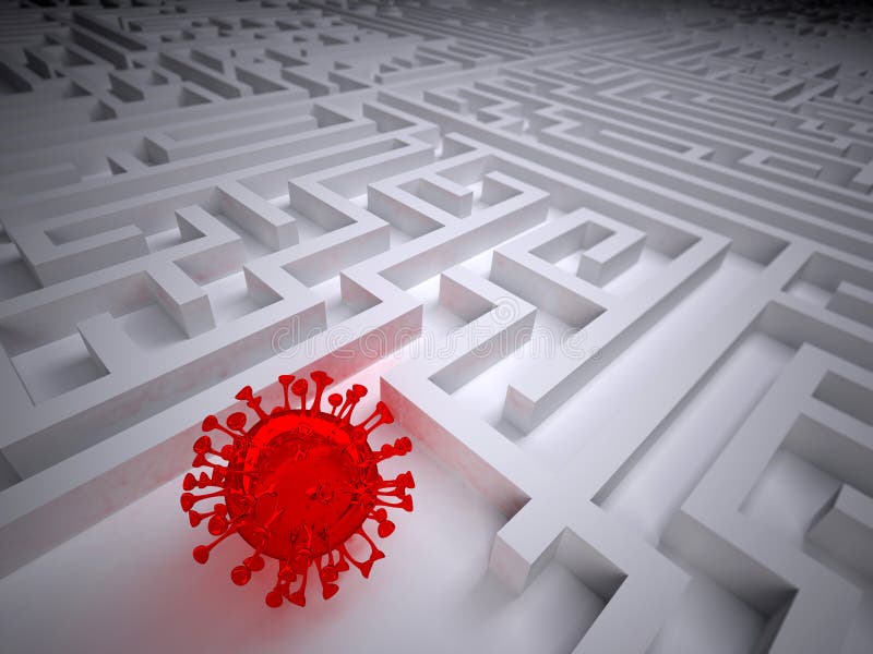 Coronavirus in the Labyrinth Maze Stock Illustration - Illustration of ...