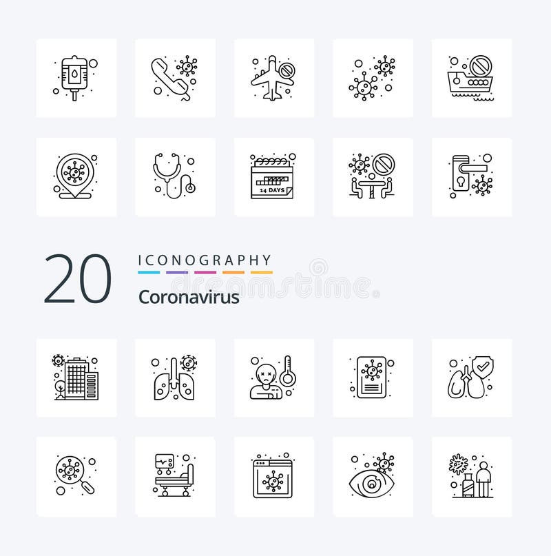 20 Coronavirus Line Icon Pack Like Clean Protect Virus Report Stock ...