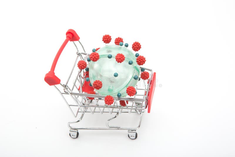 Coronavirus Model in a Shopping Cart on a White Background Stock Photo ...