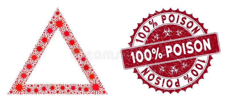 Coronavirus Mosaic Contour Triangle Icon with Textured 100 Percent ...