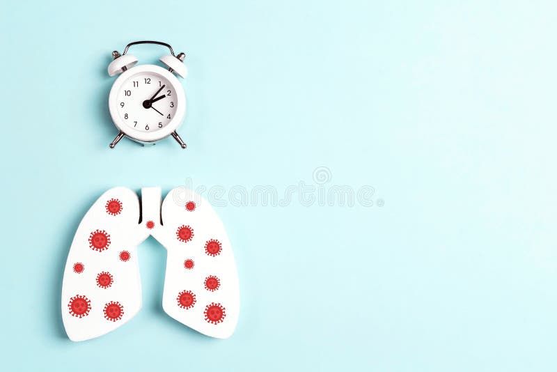 Coronavirus Outbreak Concept with Infected Human Lungs and Alarm Clock ...