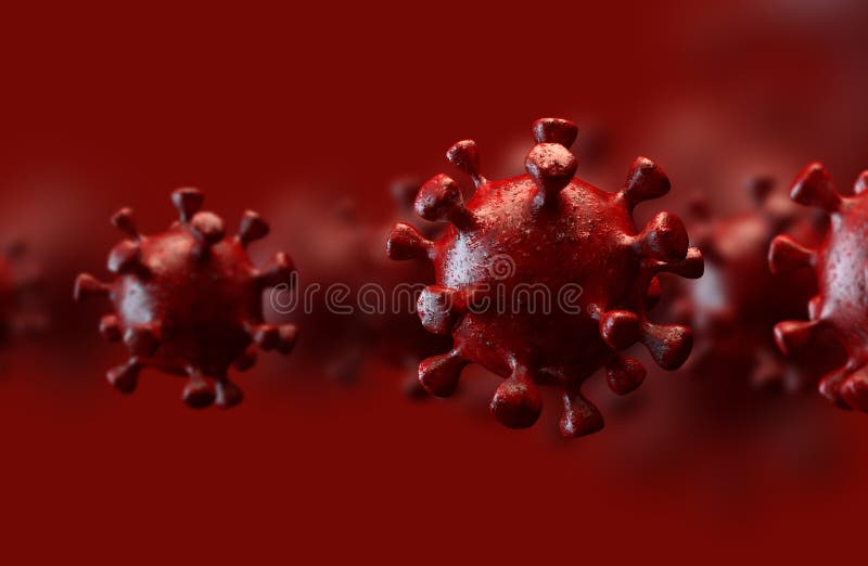 Abstract SARS-CoV-2 Cells Spreading on Red. Stock Illustration ...