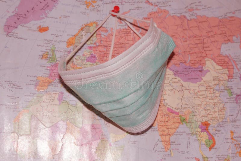 Coronavirus Outbreak. Pattern of Medical Masks on Map Background Stock ...