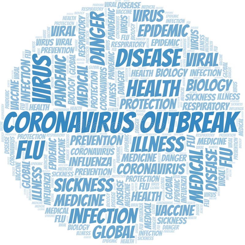 Coronavirus Outbreak Word Cloud on White Background Stock Illustration ...