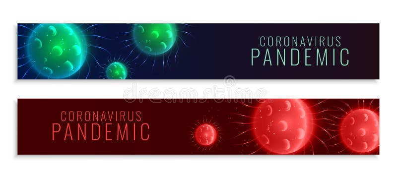 Coronavirus Pandemic Wide Banners Set in Two Colors Stock Vector ...