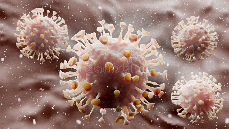 Coronavirus in Pink Color, Floating in Blood Stock Illustration ...