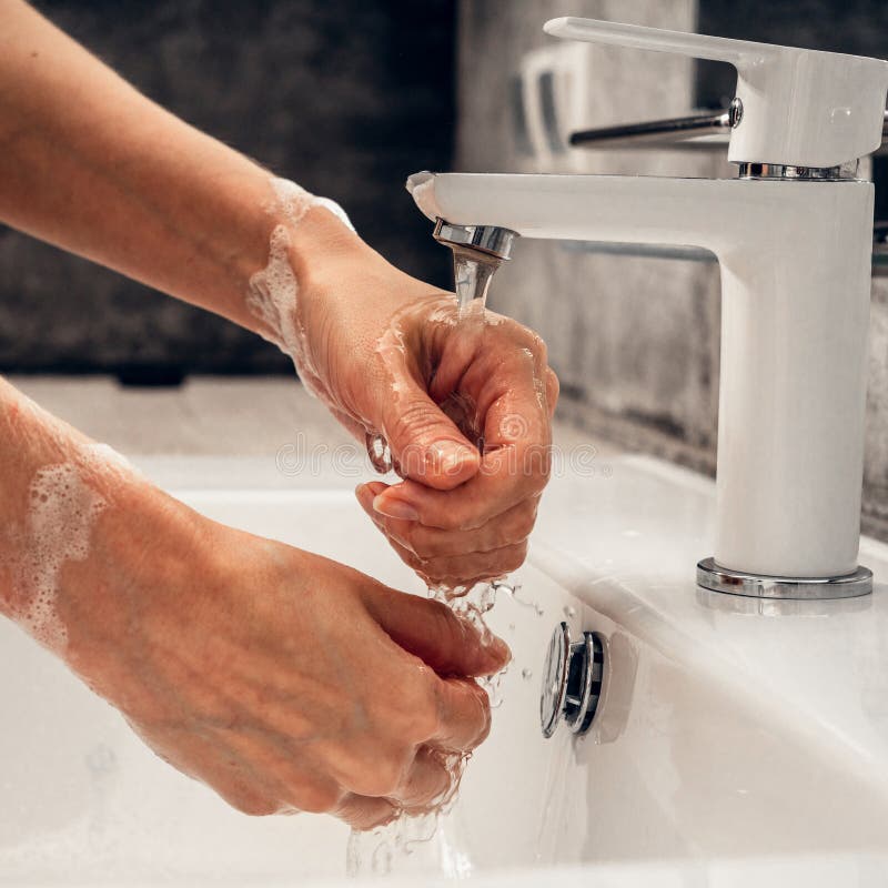 Coronavirus. Proper Washing and Handling of Hands. Liquid Antibacterial ...