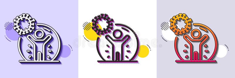 Coronavirus Protection Line Icon. People Isolation Sign. Halftone ...