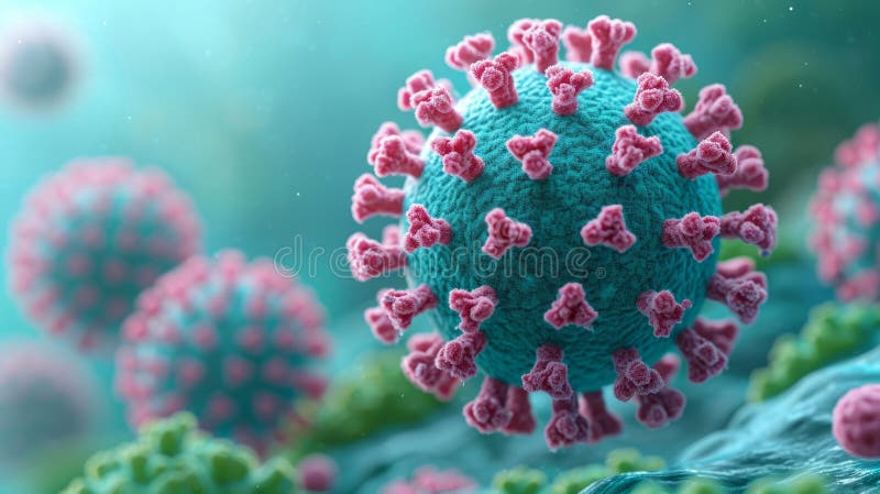 Coronavirus SARS-CoV-2 Under a Microscope AI Generated Stock ...