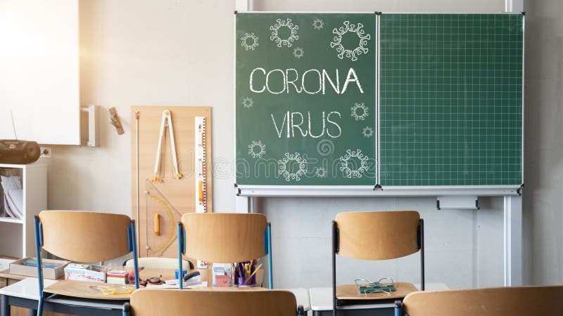 CORONAVIRUS - School Closed - Empty Classroom with High Chairs and ...