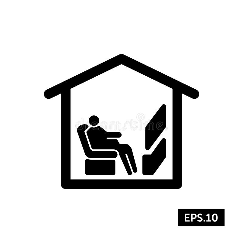 Stay at Home Icon, Stay at Home Sign/Symbol Silhouette Vector Stock ...