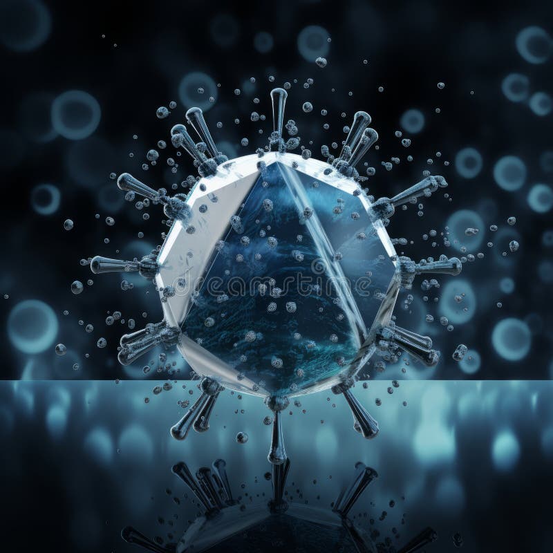 The Coronavirus is Surrounded by Bubbles on a Dark Background Stock ...