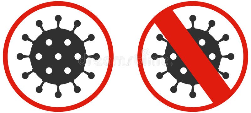 Coronavirus Symbols in Two Red Circle Stock Illustration - Illustration ...