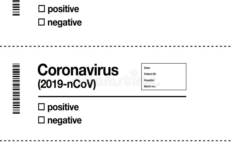 A Coronavirus Test Result Hospital Form with Barcode and Empty Positive ...