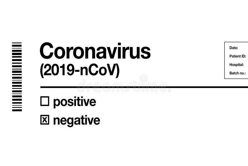 A Coronavirus Test Result Hospital Form with Barcode and Negative Tick ...