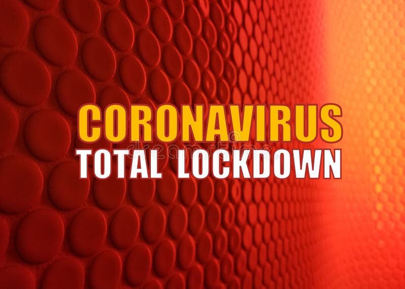 Coronavirus Total Lockdown on a Red Background Stock Illustration ...