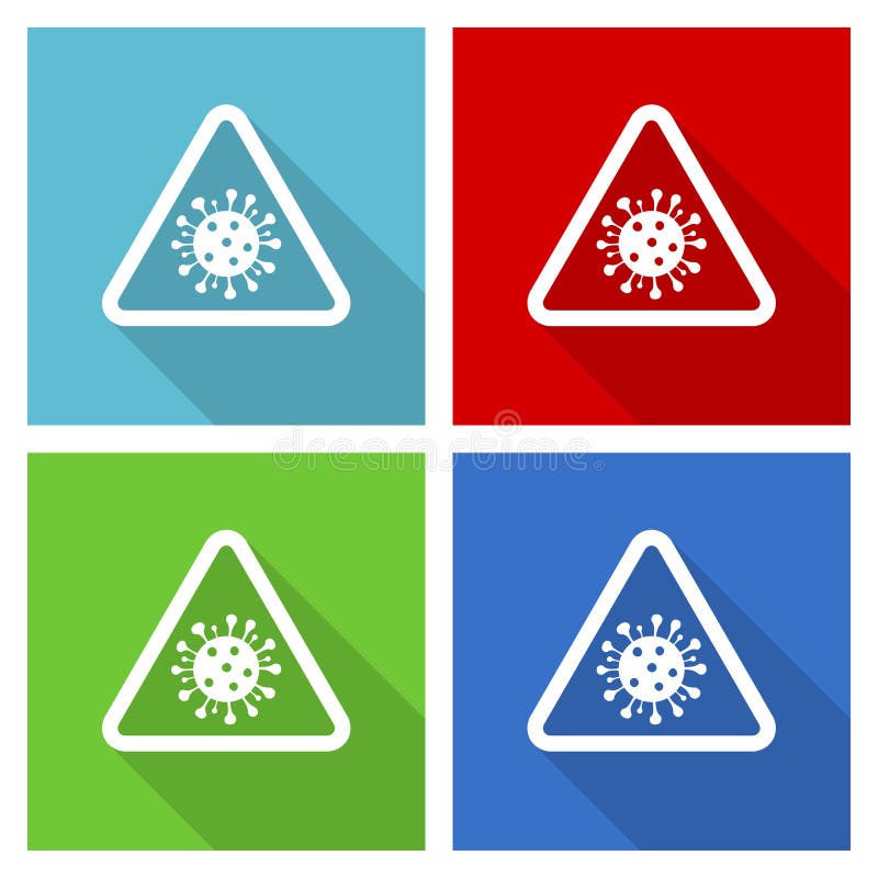 Coronavirus Triangle Warning Sign, Covid-19 Caution Icon Set, Flat ...