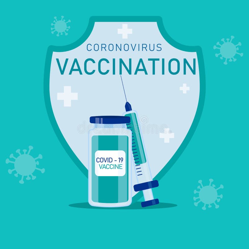 Coronavirus Vaccination. Poster on a Green Background with a Syringe ...