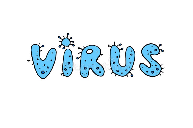 Coronavirus, Virus. Color Lettering Doodle Handwritten Hand Drawn ...