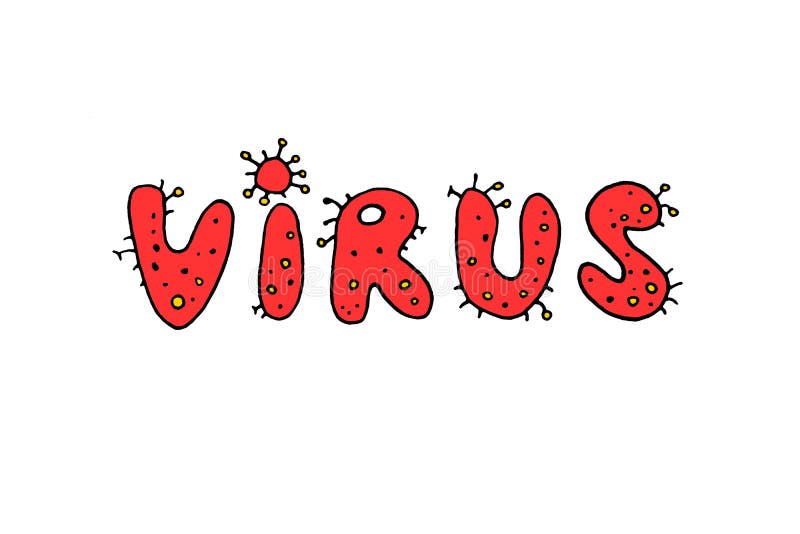 Coronavirus, Virus. Color Lettering Doodle Handwritten Hand Drawn ...